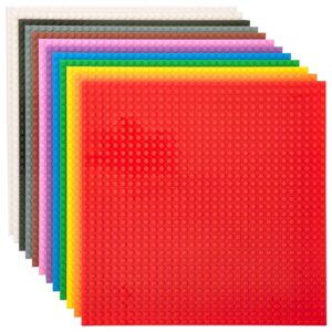 strictly briks 12 pack stackable baseplates 10x10 - building brick base plates with 32 x 32 studs, mats, bases, boards, sheets - compatible with all major brands - rainbow colors