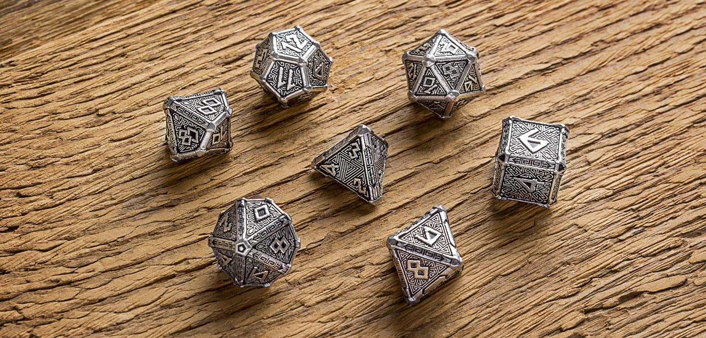 Q Workshop Metal Mythical 7 Polyhedral Ornamented Dice Set