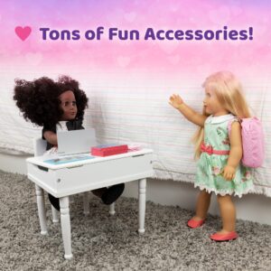 Playtime by Eimmie 18 Inch Doll Furniture - School Desk & Classroom American Girl Doll School Accessories - Fits American, Generation, My Life and Similar 14"-18" Girl Dolls - White Wood Playset