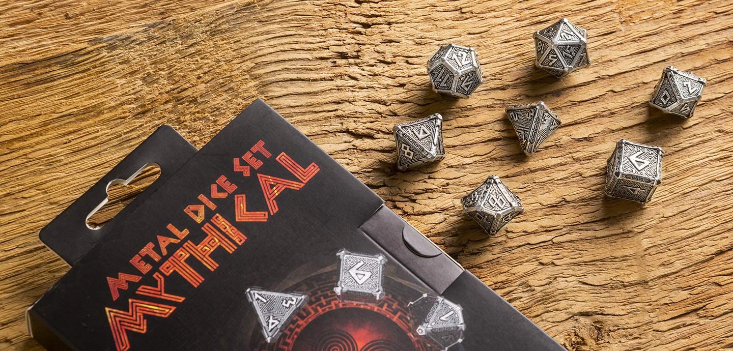 Q Workshop Metal Mythical 7 Polyhedral Ornamented Dice Set