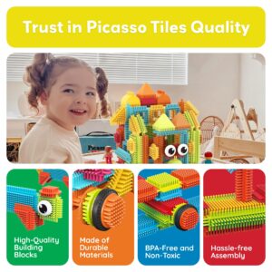 PicassoTiles 120pcs Hedgehog Interlocking Building Blocks Tiles Construction Toy Set Learning Playset STEAM Development Preschool Kindergarten Toy for Kids Age3+ PTB120