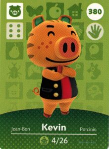 nintendo animal crossing happy home designer amiibo card kevin 380/400 usa version