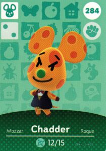 nintendo animal crossing happy home designer amiibo card chadder 284/300 usa version