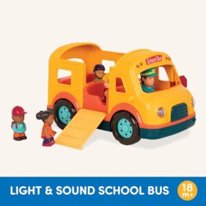 Battat – Light-Up Yellow Bus – 5 Toy Figures – Realistic Sounds – Folding Stop Sign – 18 Months + – Light & Sound School Bus