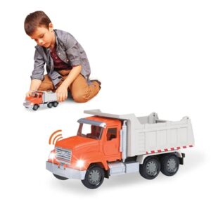 driven by battat – micro 1:24 scale – dump truck toy – construction car toy with lights, sounds & movable parts – gift for boys & girls age 3+