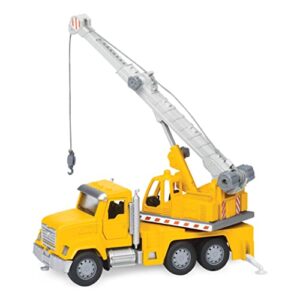 driven by battat – micro crane truck – toy crane truck with lights, sounds and movable parts for kids age 3+ , yellow