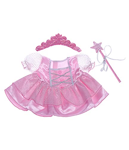 Pink Fairy Princess w/Wand & Tiara Dress Teddy Bear Clothes Outfit Fit 14-18 Build-a-Bear and Make Your Own Stuffed Animals