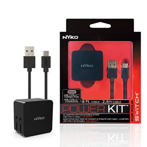 nyko switch power kit - portable ac adapter for nintendo switch, switch lite, and oled switch - charger cable and power cord, detachable, compact, high-speed, ac adapter