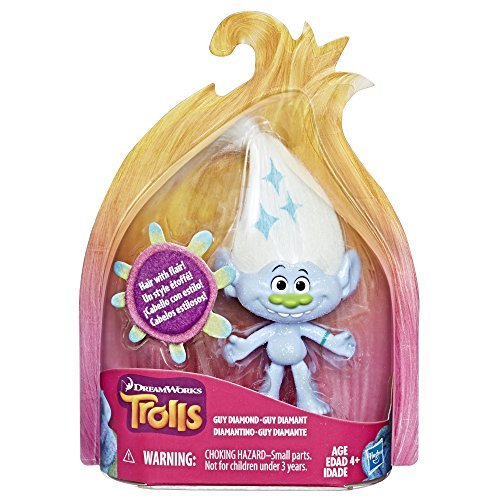 DREAMWORKS TROLLS Guy Diamond Collectible Figure with Printed Hair