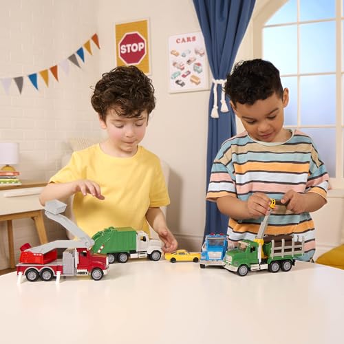 Driven by Battat – Toy Recycling Truck For Kids – Toy Work Vehicle – Lights & Sounds – Movable Parts – 3 Years + – Micro Recycling Truck