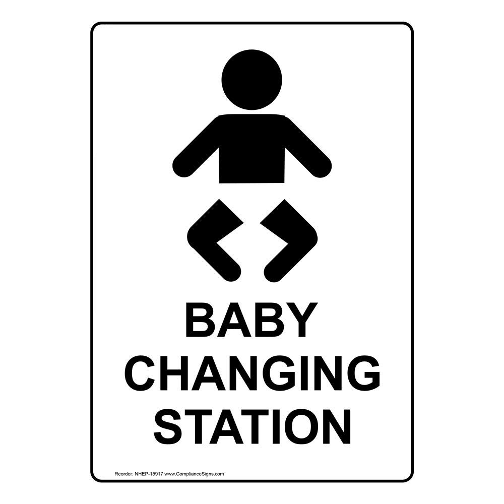 ComplianceSigns.com Vertical Baby Changing Station Label Decal with Symbol, 5x3.5 in. 4-Pack Vinyl for Restrooms, Made in USA