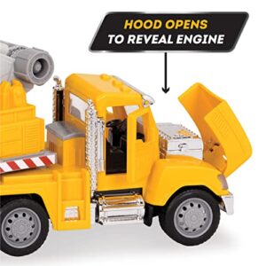 DRIVEN by Battat – Micro Crane Truck – Toy Crane Truck with Lights, Sounds and Movable Parts for Kids Age 3+ , Yellow