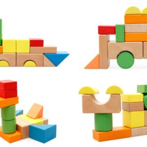 Lewo Large Wooden Blocks Construction Building Toys Set Stacking Bricks Board Games 32 Pieces