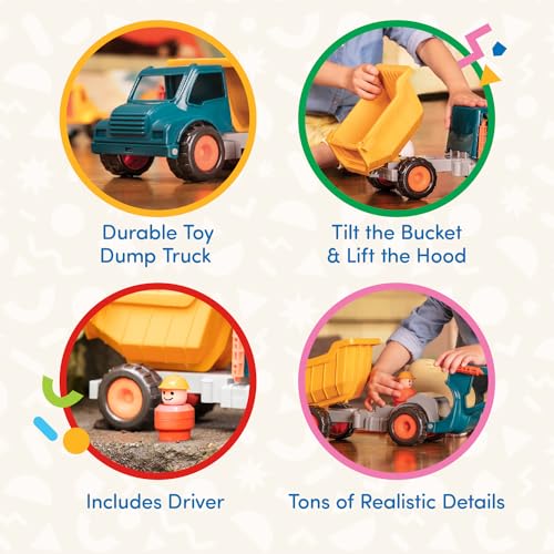 Battat – Yellow Dump Truck – Classic Toddler Trucks – Kids Construction Toys – Soft Rubber Wheels – 18 Months + – Dump Truck