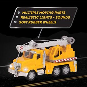 DRIVEN by Battat – Micro Crane Truck – Toy Crane Truck with Lights, Sounds and Movable Parts for Kids Age 3+ , Yellow