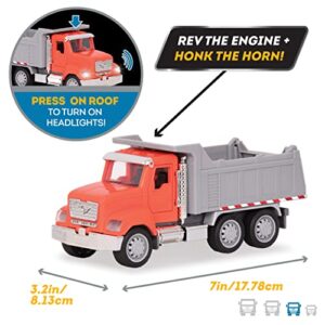 Driven by Battat – Micro 1:24 Scale – Dump Truck Toy – Construction Car Toy with Lights, Sounds & Movable Parts – Gift for Boys & Girls Age 3+