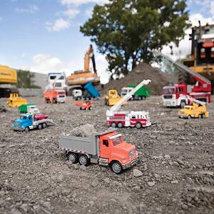 Driven by Battat – Micro 1:24 Scale – Dump Truck Toy – Construction Car Toy with Lights, Sounds & Movable Parts – Gift for Boys & Girls Age 3+