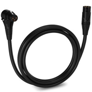 lyxpro 6 feet right angle xlr female to male 3 pin mic cord for powered speakers audio interface professional pro audio performance camcorders dslr video cameras and recording devices - black