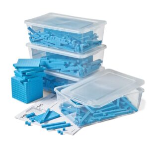 hand2mind blue plastic base ten blocks complete set, place value blocks, counting cubes for kids math, base ten blocks classroom set, math blocks kindergarten, base 10 math manipulatives (set of 644)