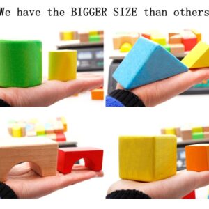 Lewo Large Wooden Blocks Construction Building Toys Set Stacking Bricks Board Games 32 Pieces