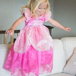 Little Adventures Deluxe Pink Princess Dress Up Costume (Medium Age 3-5) - Machine Washable Child Pretend Play and Party Dress with No Glitter