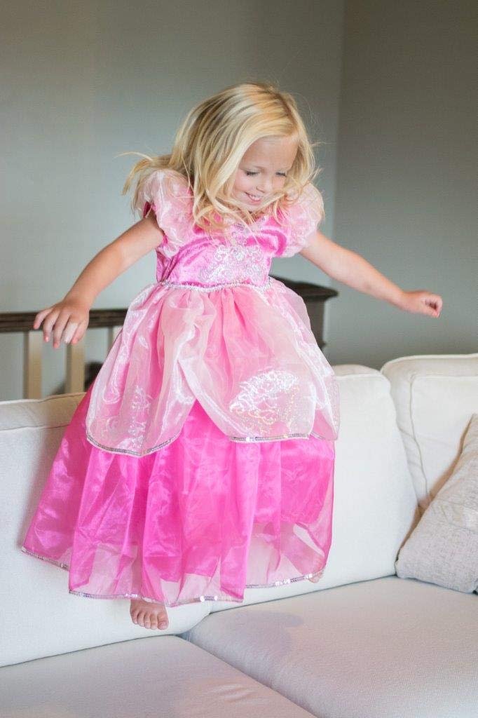 Little Adventures Deluxe Pink Princess Dress Up Costume (Medium Age 3-5) - Machine Washable Child Pretend Play and Party Dress with No Glitter