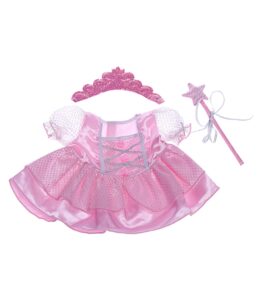 pink fairy princess w/wand & tiara dress teddy bear clothes outfit fit 14-18 build-a-bear and make your own stuffed animals