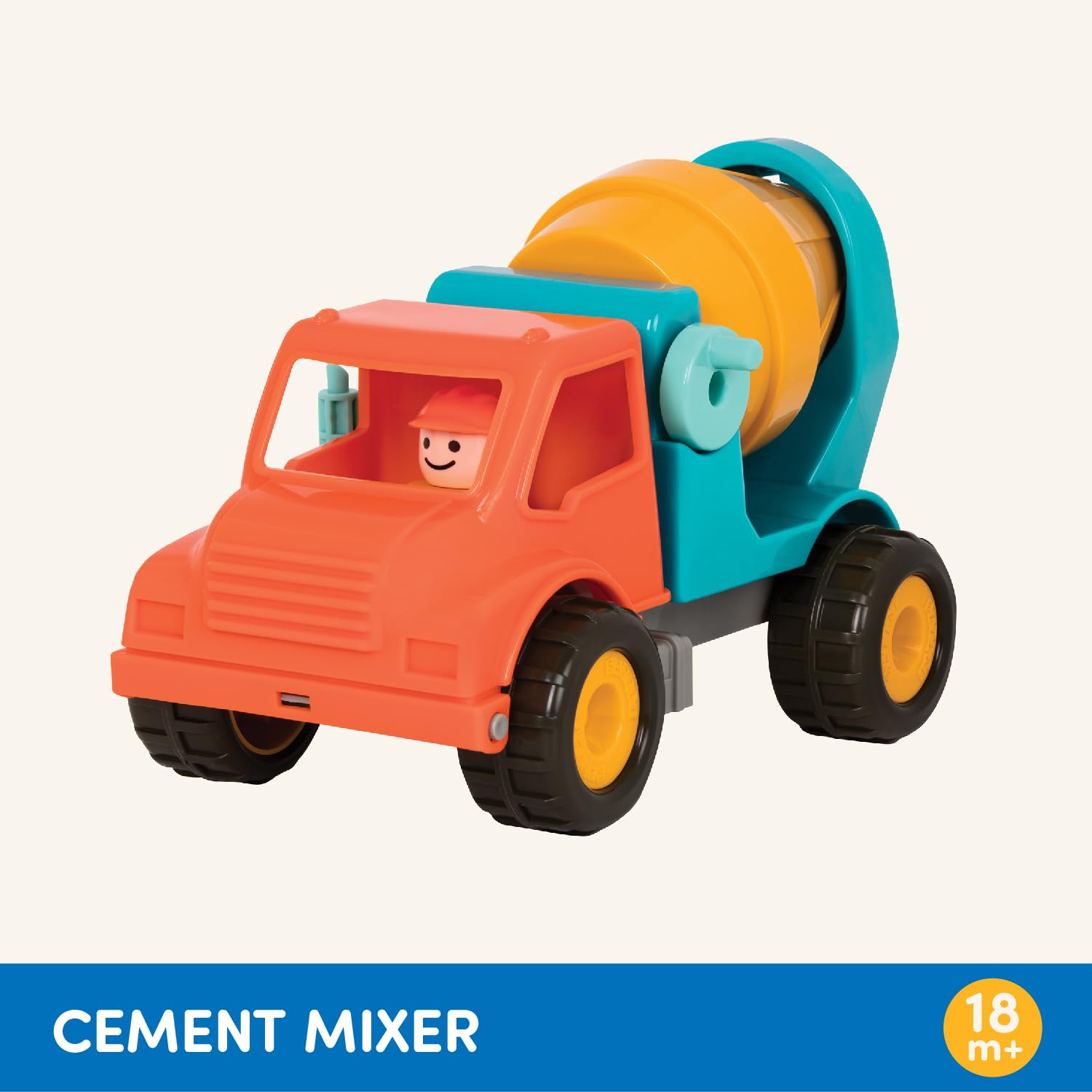 Battat – Spinning Cement Truck – Classic Toddler Trucks – Kids Construction Toys- Soft Rubber Wheels – Cement Mixer- 18 Months +