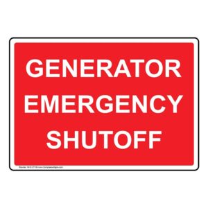 compliancesigns.com generator emergency shutoff label decal, 5x3.5 in. 4-pack vinyl for electrical red