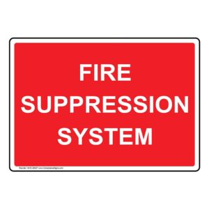 compliancesigns.com fire suppression system label decal, 5x3.5 in. 4-pack vinyl for fire safety/equipment