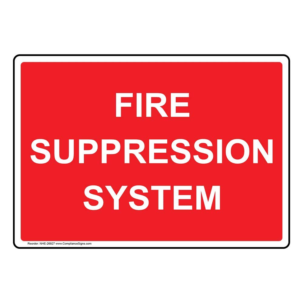 ComplianceSigns.com Fire Suppression System Label Decal, 5x3.5 in. 4-Pack Vinyl for Fire Safety/Equipment