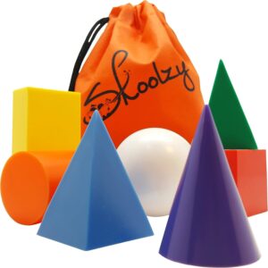 skoolzy 7 pcs 3d shapes for teaching and math manipulatives - geometric shapes and geometric solids, math teacher supplies, shapes for math manipulatives kindergarten, 3d shapes for geometry games