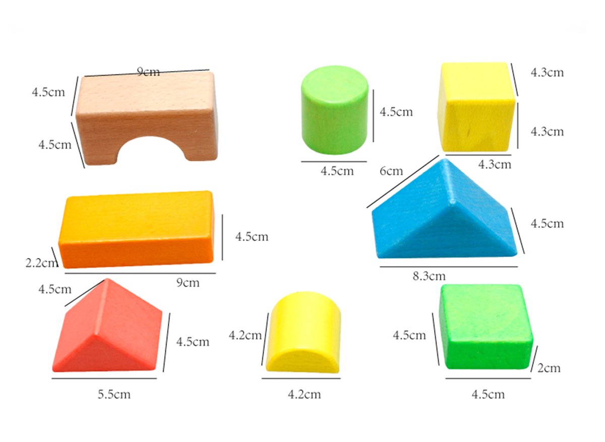 Lewo Large Wooden Blocks Construction Building Toys Set Stacking Bricks Board Games 32 Pieces