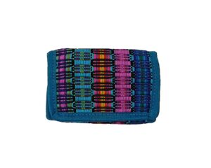 mia jewel shop multicolored woven striped slim soft trifold wallet coin purse with card slots - womens unisex fashion handmade bags boho travel accessories (turquoise)