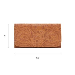 American West Women's Tri-Fold Leather Wallet Billfold for Women (Tan)