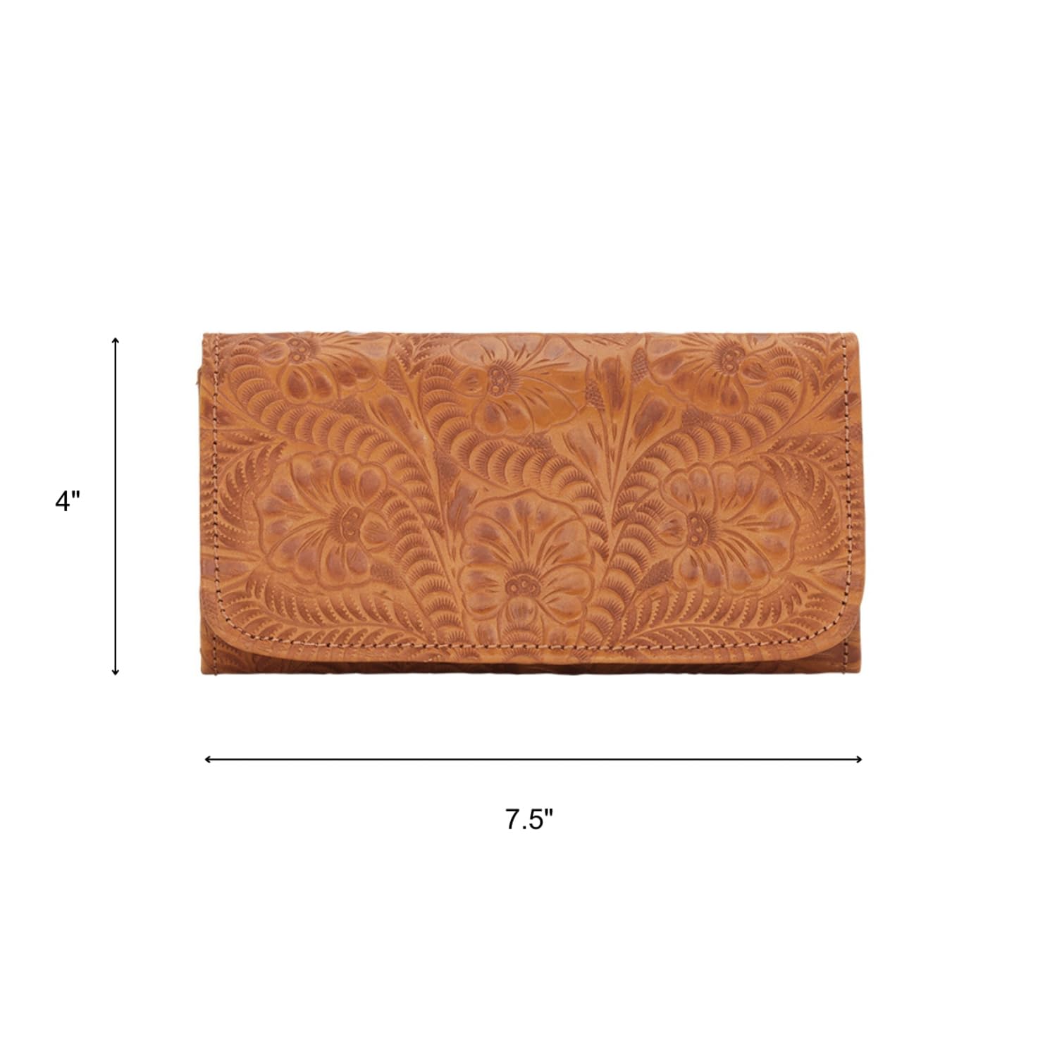 American West Women's Tri-Fold Leather Wallet Billfold for Women (Tan)