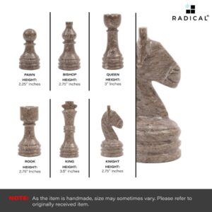 Radicaln Marble Chess Set 15 Inches Grey Oceanic and White Handmade Chess Sets for Adults - Chess Game Set 2 Player -1 Chess Board & 32 Chess Pieces - Board Game