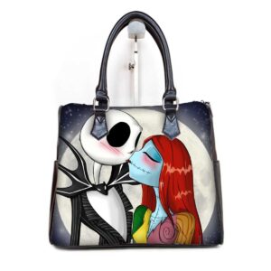 female barrel type handbags pouch jack and sally print