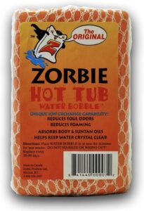 zorbie water bobble hot tub oil scum absorber - scum absorbing sponge for spas and hot tubs - naturally cleaner water with spa sponges for hot tubs - orange floating bobble with string- single package