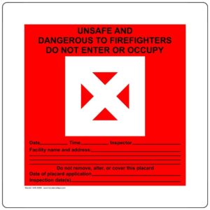 compliancesigns.com dangerous to firefighters sign, 24x24 inch reflective aluminum for fire safety/equipment