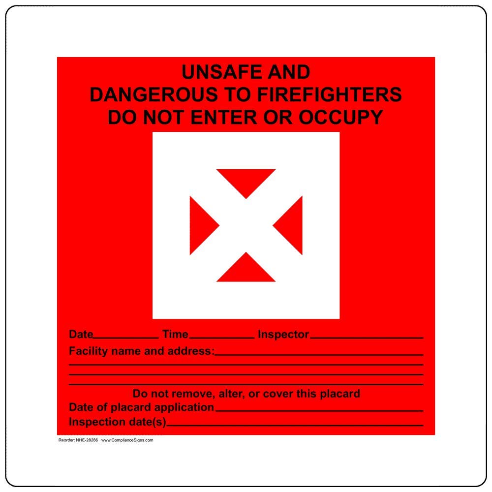 ComplianceSigns.com Dangerous to Firefighters Sign, 24x24 inch Reflective Aluminum for Fire Safety/Equipment