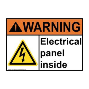 compliancesigns.com warning electrical panel inside ansi safety label decal, 5x3.5 in. vinyl 4-pack for electrical