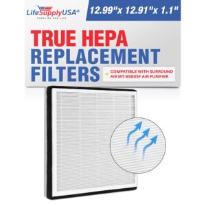 lifesupplyusa 3-in-1 true hepa air cleaner replacement filter compatible with surround air mt-8500sf air cleaner