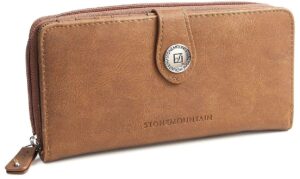 stone mountain talia large zip around wallet one size tan