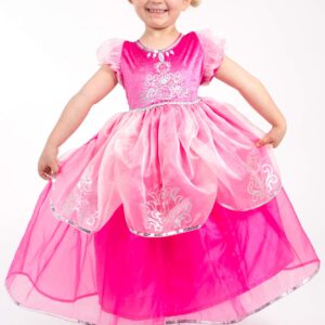 Little Adventures Deluxe Pink Princess Dress Up Costume (Medium Age 3-5) - Machine Washable Child Pretend Play and Party Dress with No Glitter