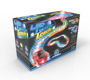 mindscope led laser tracks by twister tracks 12 feet of light up flexible track + 1 light up race car each individual track piece contains lights (standard color system)