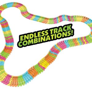 Mindscope Twister Tracks Neon Glow in The Dark 221 Piece (11 feet) of Flexible Assembly Track Emergency Series