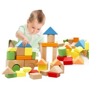 lewo large wooden blocks construction building toys set stacking bricks board games 32 pieces