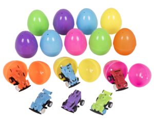 kangaroo prefilled easter eggs with toys inside (12-pack) i easter egg filled with car for kids - boys & girls i surprise pre filled easter eggs with toys inside bulk | great treat for toddlers