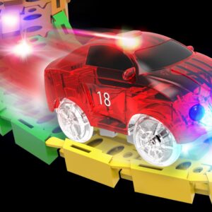 Mindscope LED Laser Tracks by Twister Tracks 12 Feet of Light Up Flexible Track + 1 Light Up Race Car Each Individual Track Piece Contains Lights (Standard Color System)